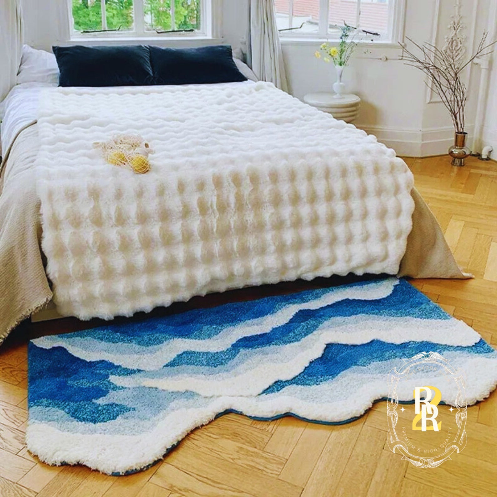 Handmade Ocean Waves Rug , Bedroom Rugs, Bedroom Decoration, Living ...
