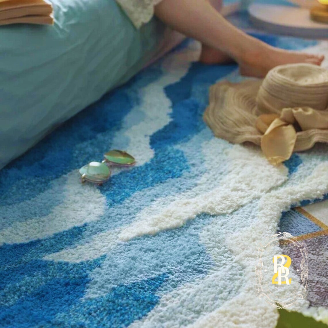 Handmade Ocean Waves Rug , Bedroom Rugs, Bedroom Decoration, Living ...
