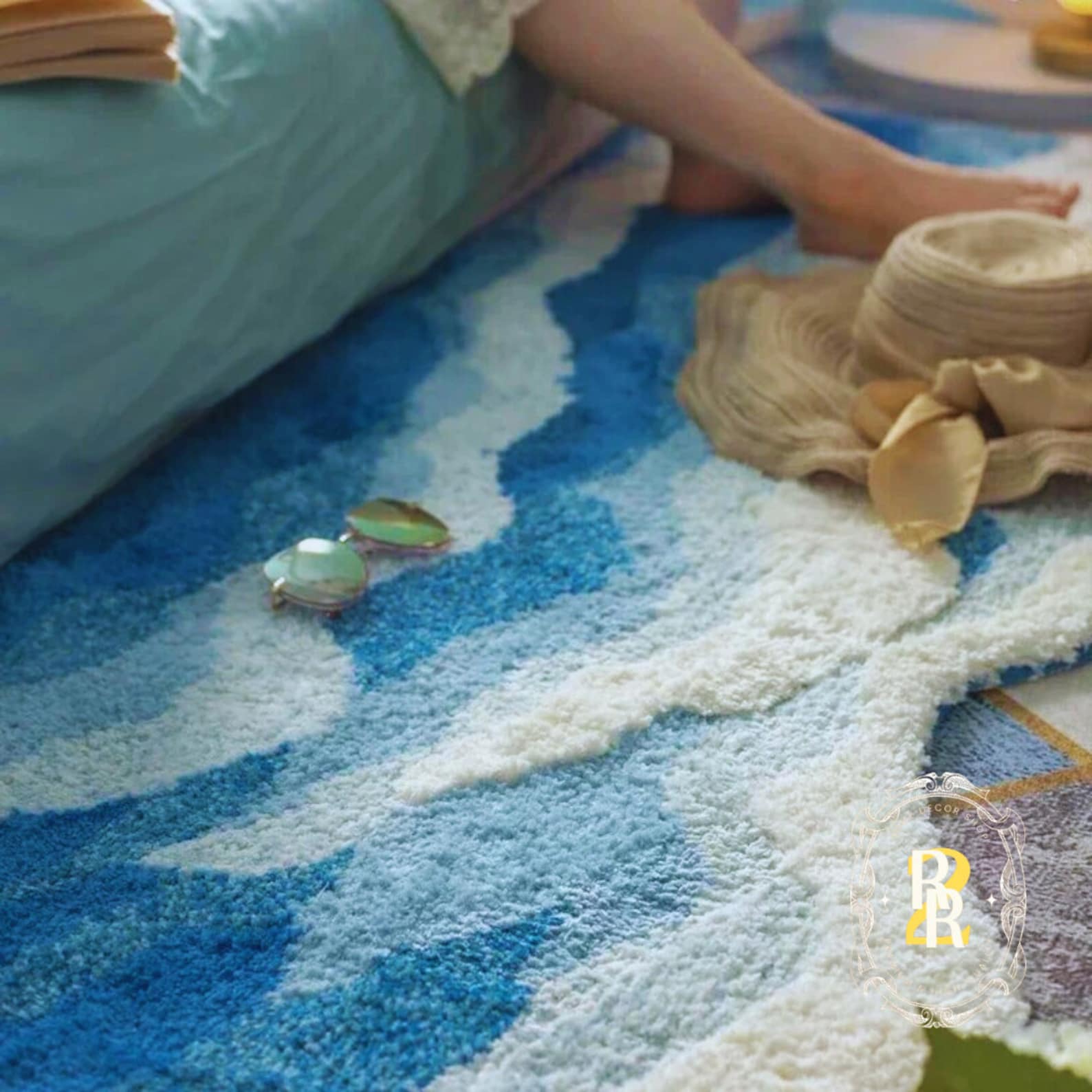 Handmade Ocean Waves Rug , Bedroom Rugs, Bedroom Decoration, Living ...