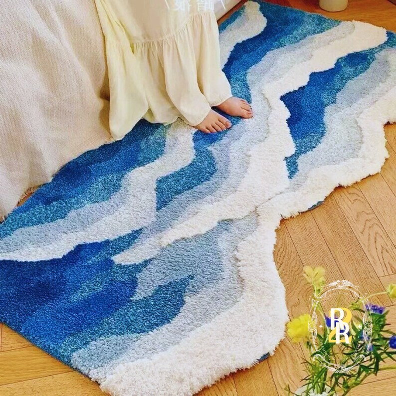 Handmade Ocean Waves Rug , Bedroom Rugs, Bedroom Decoration, Living ...