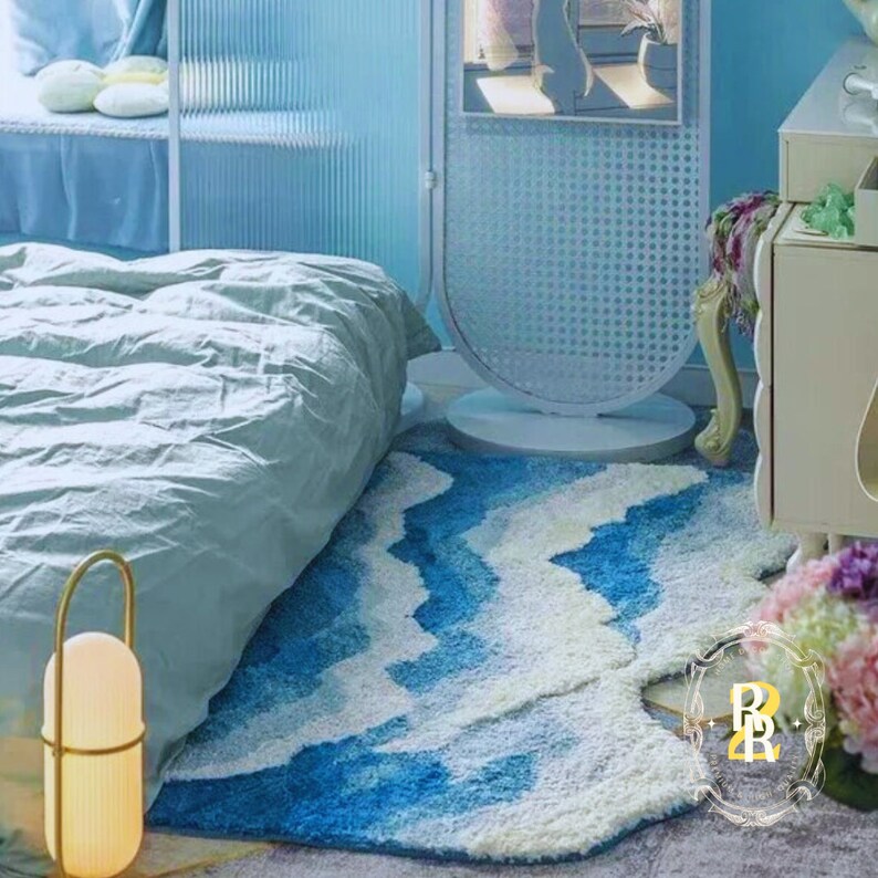 Handmade Ocean Waves Rug , Bedroom Rugs, Bedroom Decoration, Living ...