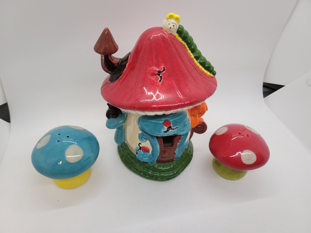Ceramic Mushroom Salt & Pepper Shakers With Fairy House - Etsy