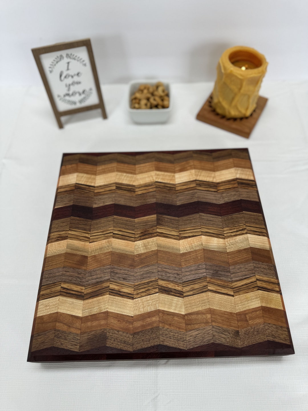 3D Chevron Pattern Cutting Board Thick Handmade Unique Gift Wedding ...
