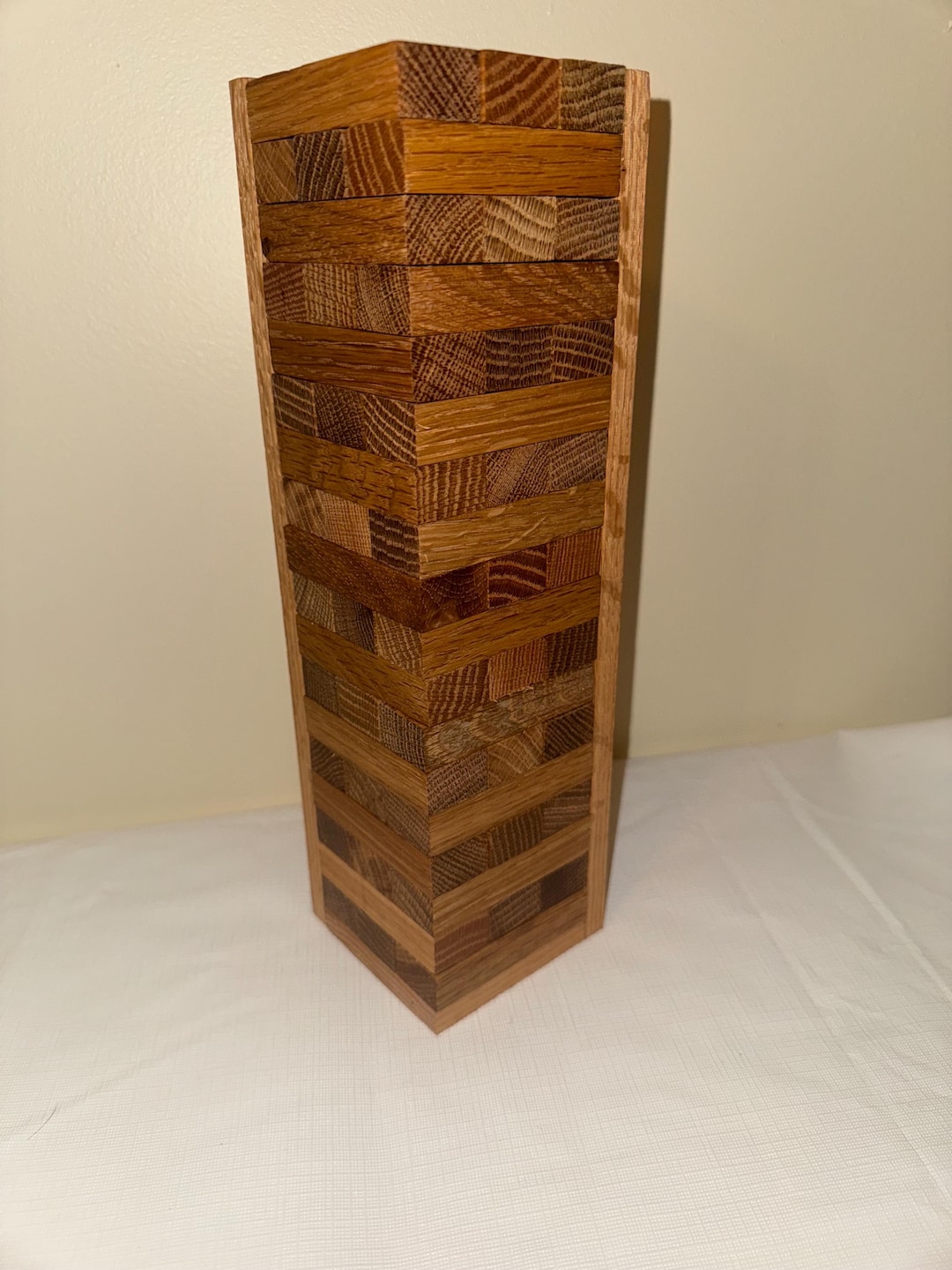Handmade Oak Tumbling Tower Block Game – Solid Wood Stacking Game With ...