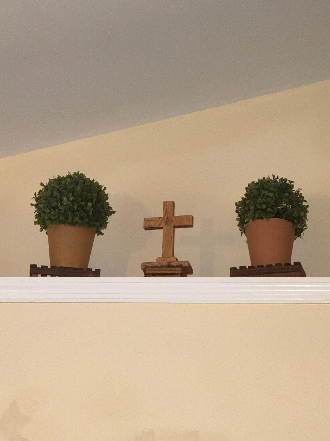 Handmade Oak Cross on Stand – Solid Wood Religious Decor, Christian ...