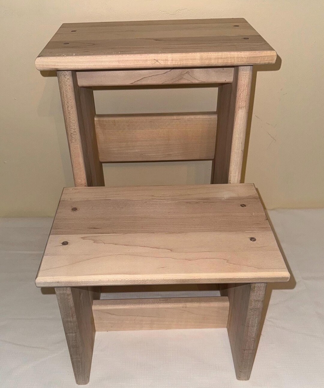 Solid Maple Wood Two Step Stool Handmade Gift, Durable, Sturdy ...