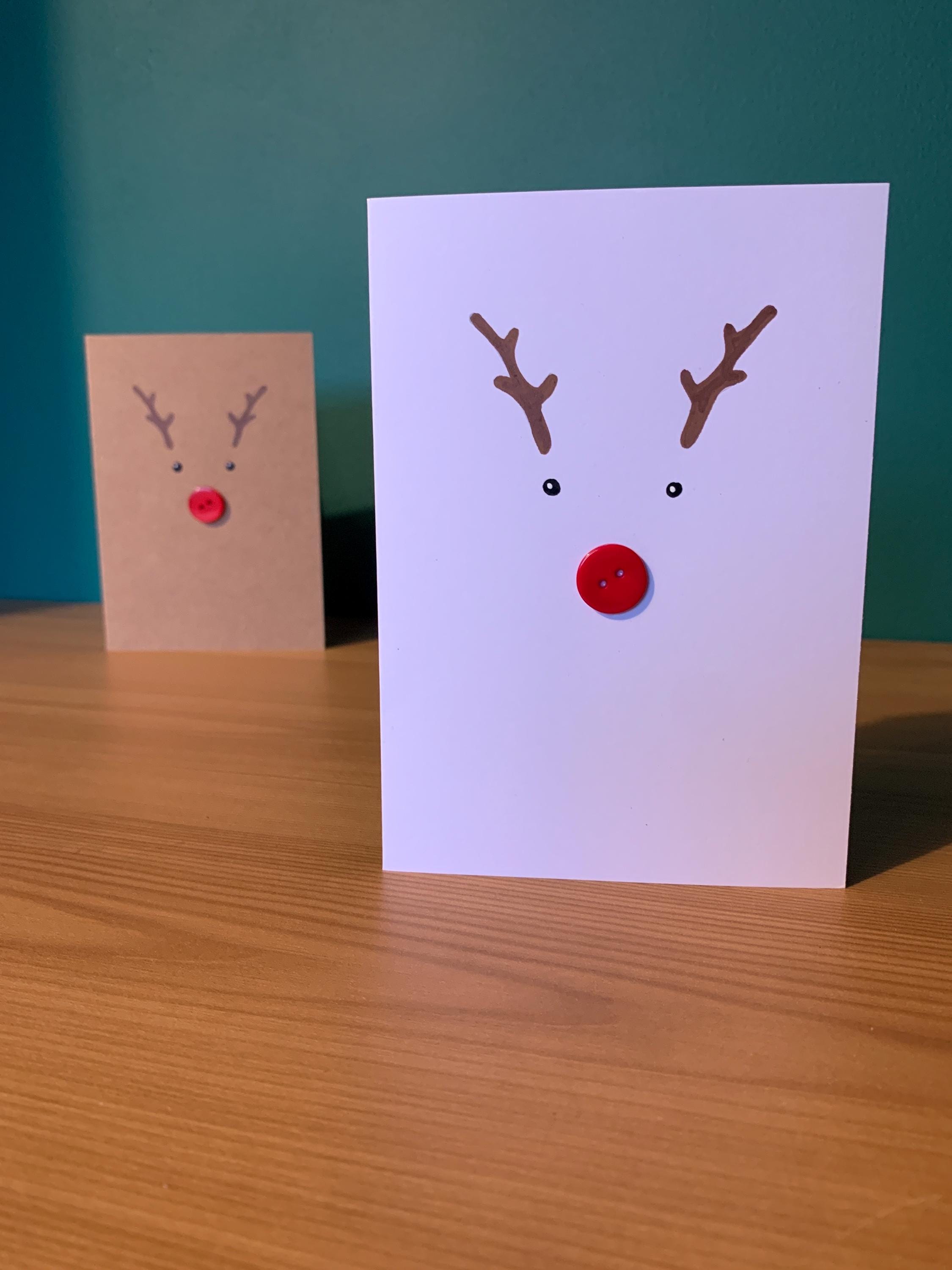 Multipack Christmas Cards | Rudolph Reindeer Button | Four Pack of ...