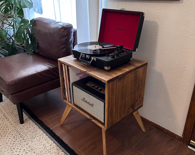 Record Table, Two Shelf LP Retro Record Side Table, Plant Stand - Etsy
