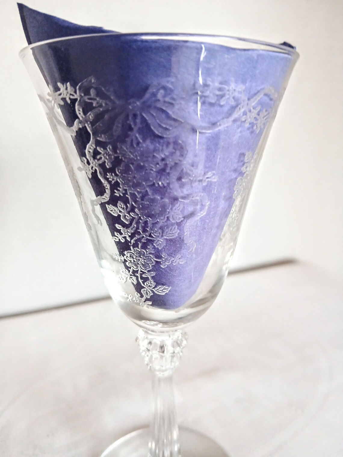 Set of Four 70 Year Old Fostoria Etched Claret Glasses, Romance Pattern ...