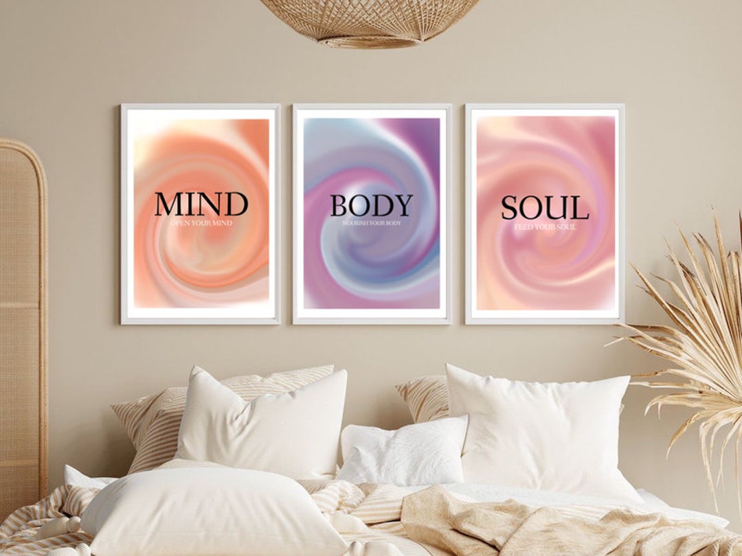Set of 3 Positive Aura Posters, Spiritual Poster, Grainy Gradient ...