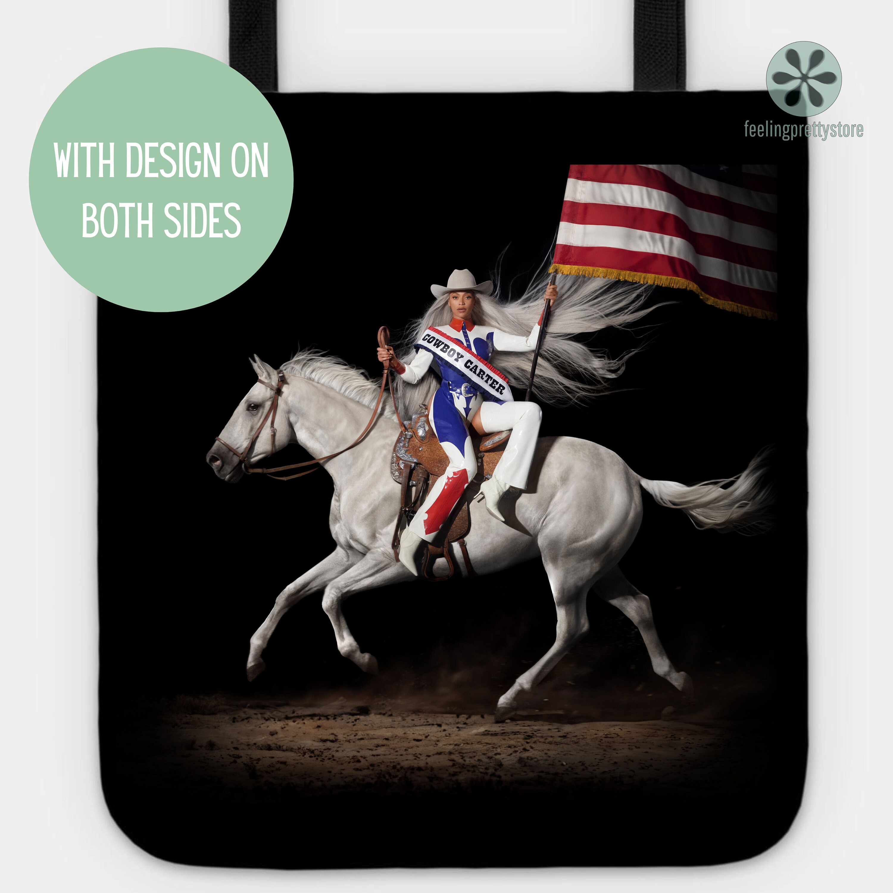 Beyonce Black Tote Bag Cowboy Carter ACT Ii Country Gift Beyhive Fan ...