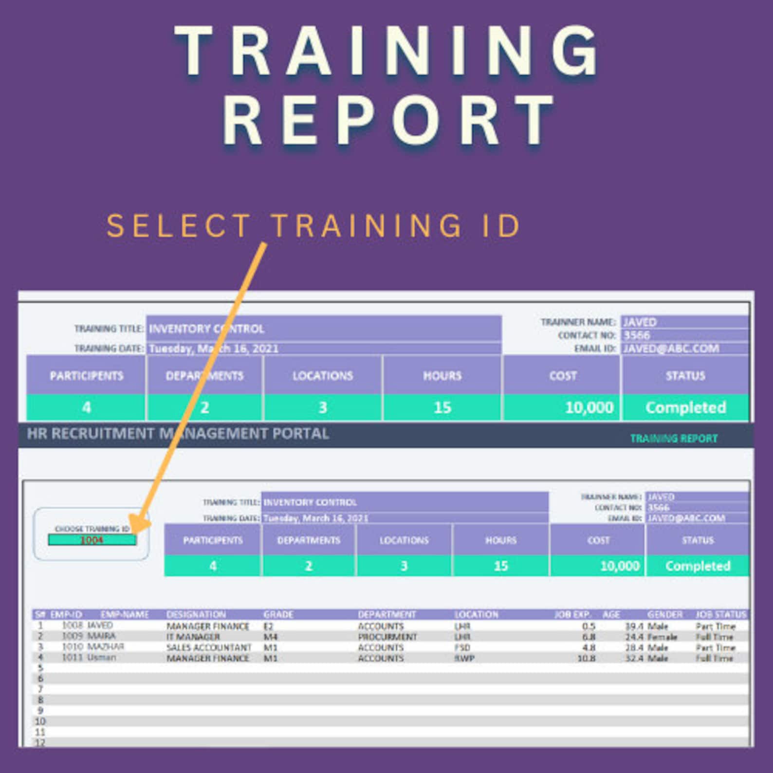 Employee Training Tracker Template | HR Dashboard | Training Dashboard ...