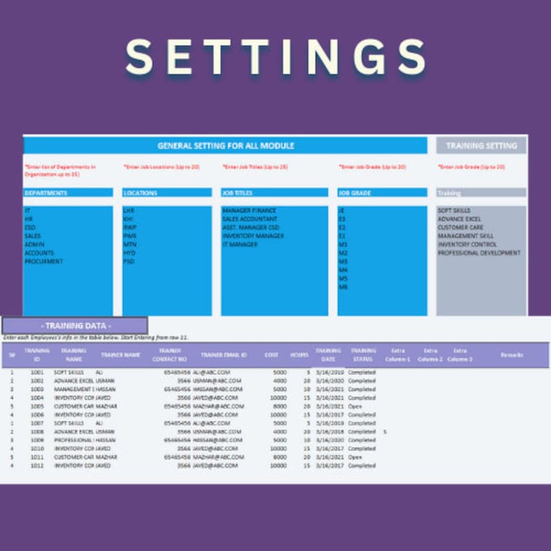 Employee Training Tracker Template | HR Dashboard | Training Dashboard |excel Template | Human ...