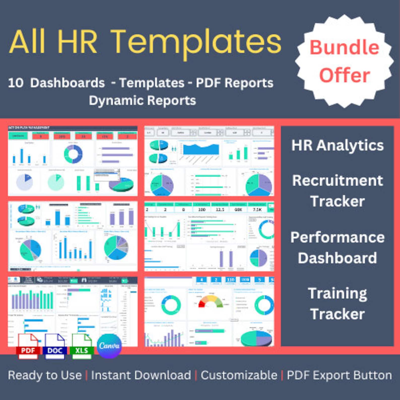 Human Resource Templates Bundle | HR Dashboards Package | Recruitment ...
