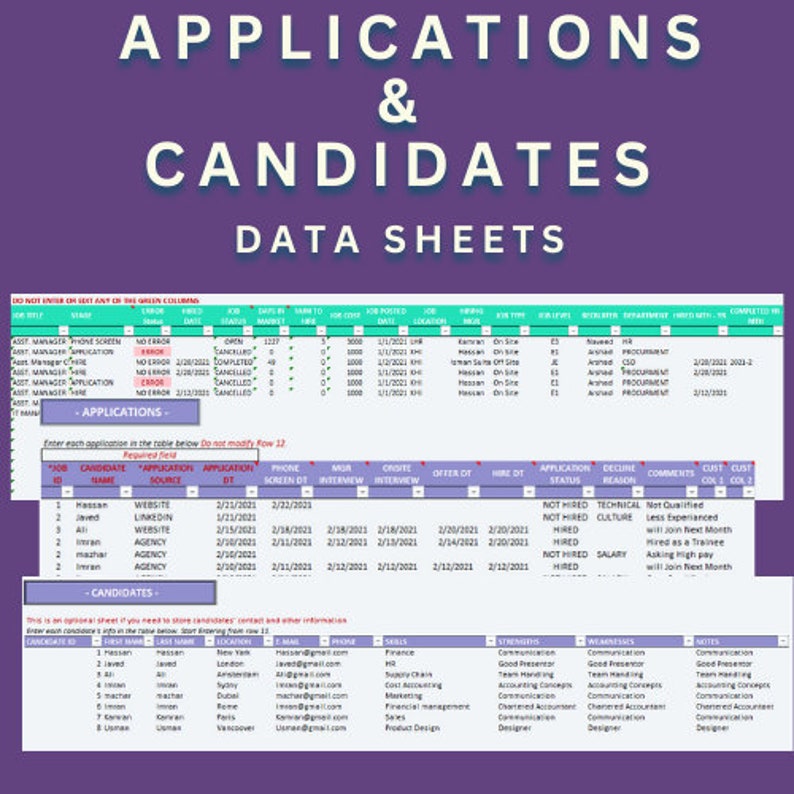 Recruitment Tracker Excel Template | Job Applicant Tracker | HR ...