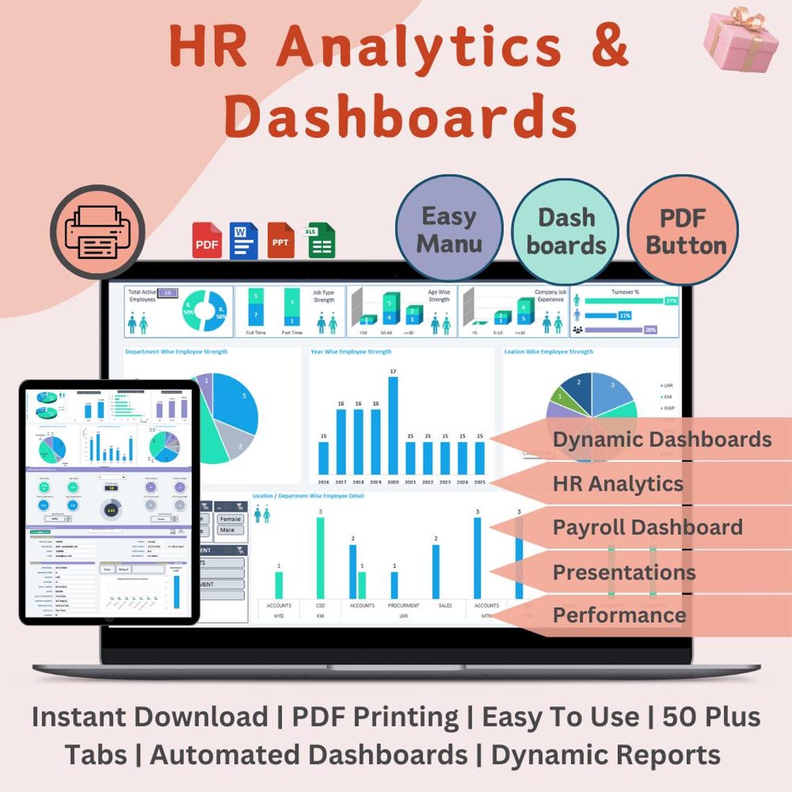 Human Resource Dashboard | HR Analytics Dashboard |HR Management ...
