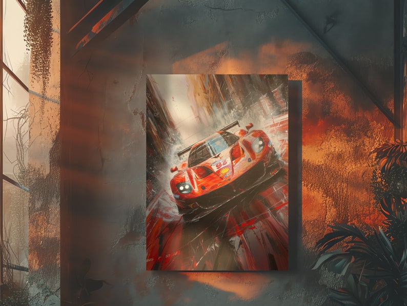 Urban Street Racing Art High-detail Car Painting Action Style Vibrant ...
