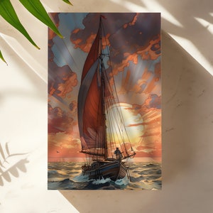 Sailboat Sunset Canvas Fantasy Art Comic Book Panel Artstation Contest ...