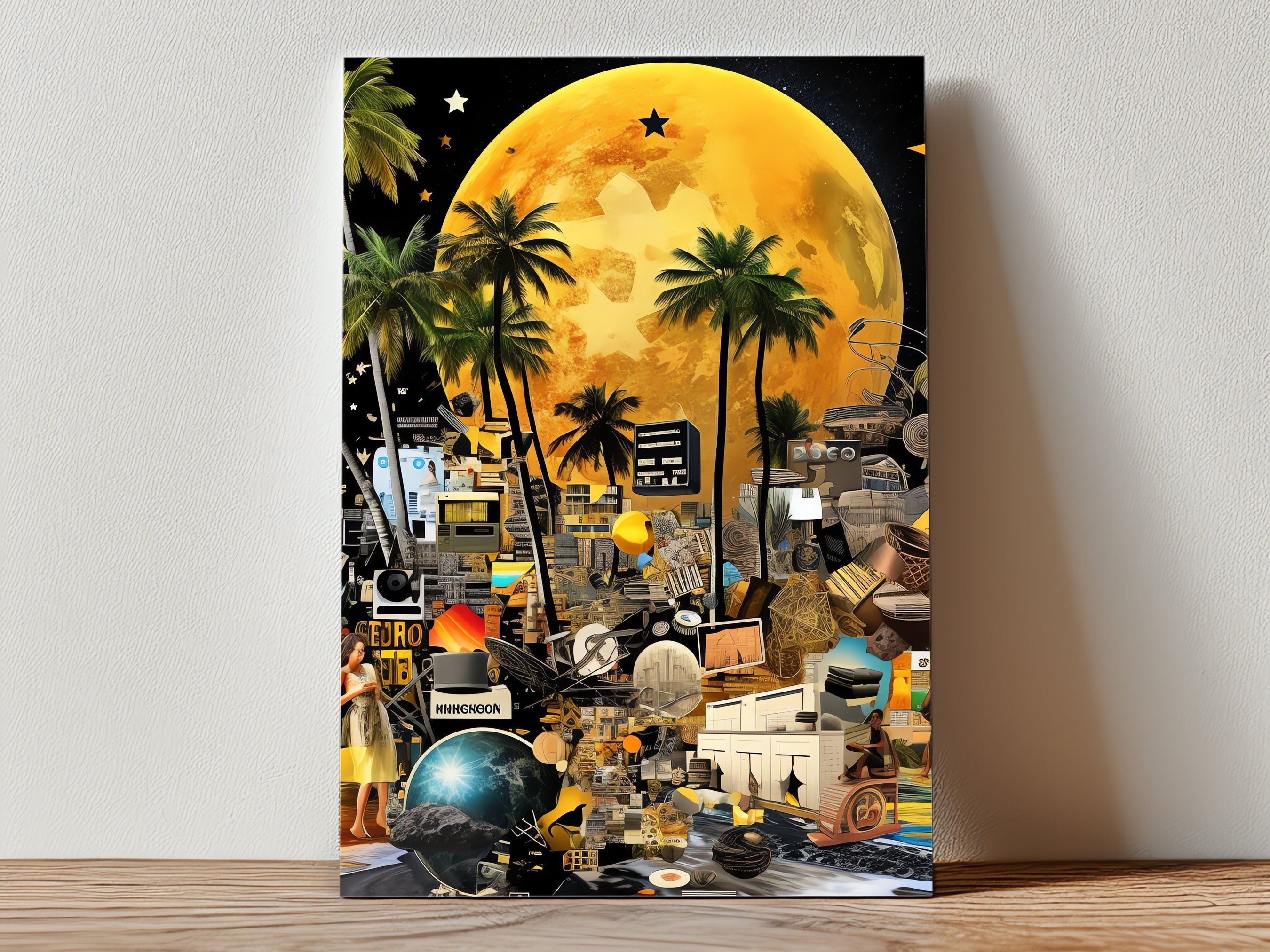 Maximalist Magazine Collage Poster Full Moon Artwork Typographic Style ...