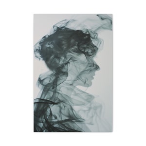 Monochrome Female Face Airbrush Canvas Art Fluid Smoke Design ...