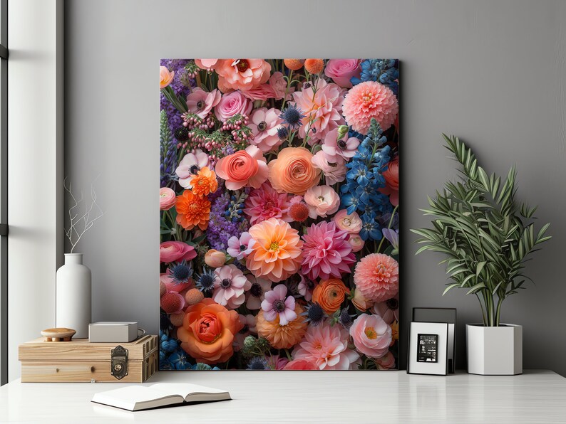 Rococo Floral Still Life Canvas Inspired by Classic Baroque Close up ...