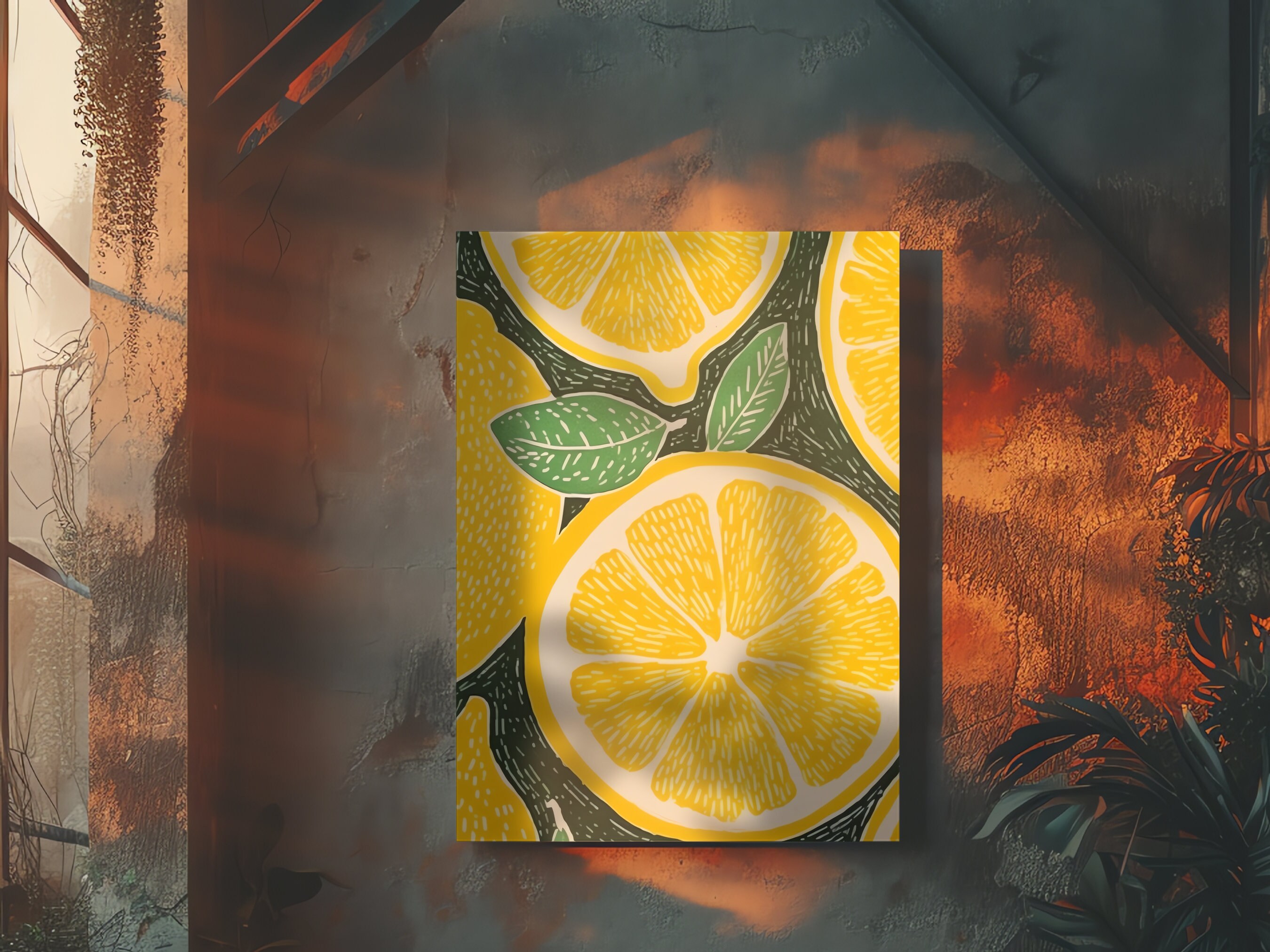 Close-up Lemon Screenprint Art Folk Art Lemonade Canvas Seamless Citrus ...