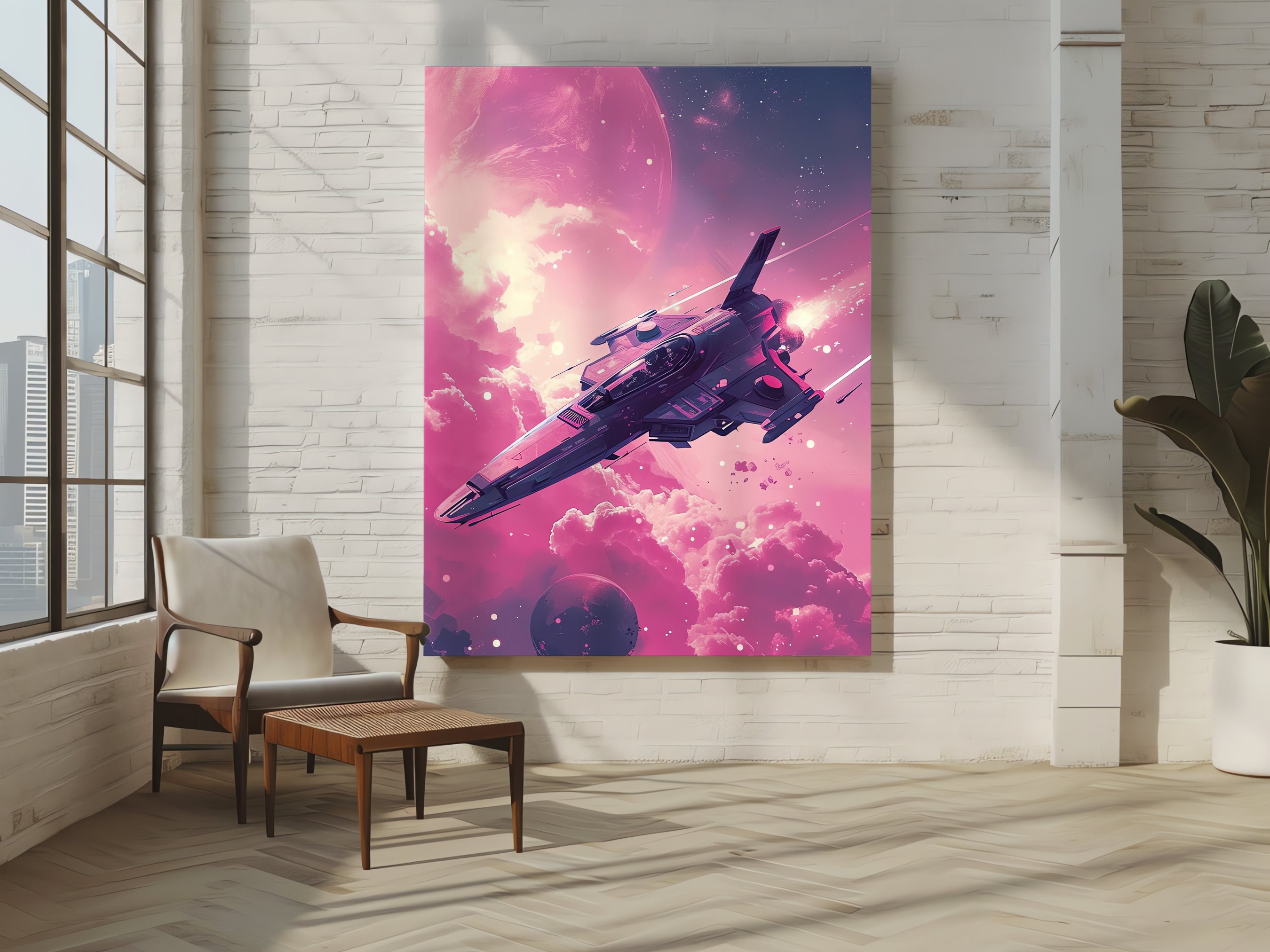 Neon Pirate Spaceship Space Art Canvas Behance Contest Winner Synthwave ...