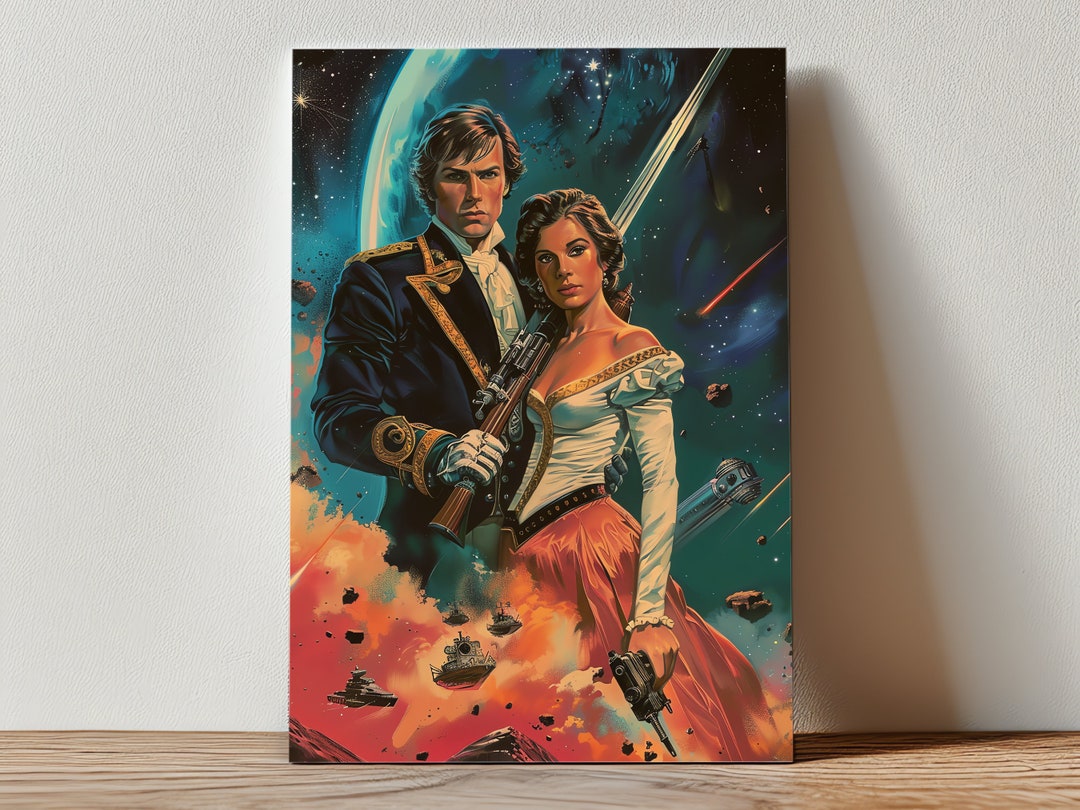Space Opera Art Gunfight Poster Lermontov Inspired Man & Woman With ...