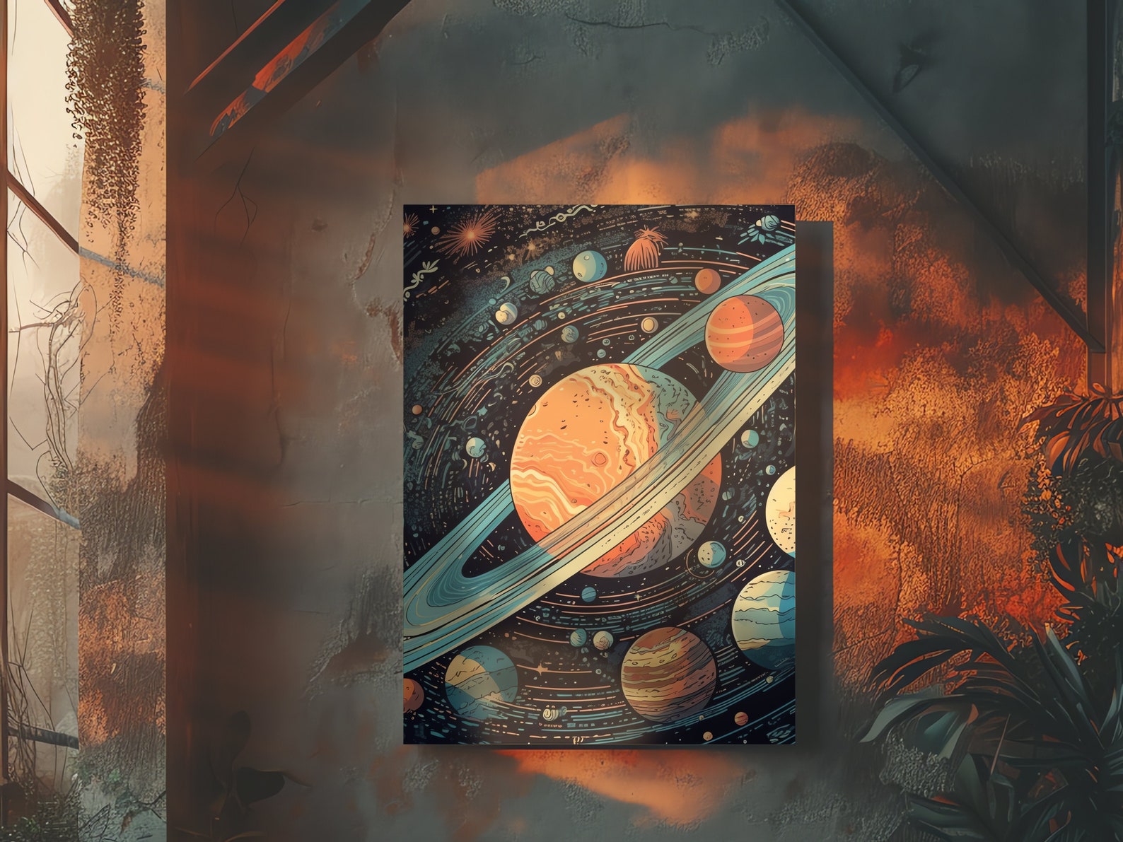 Planets & Universe Canvas Artwork Detailed Galaxy Drawing Tumblr ...