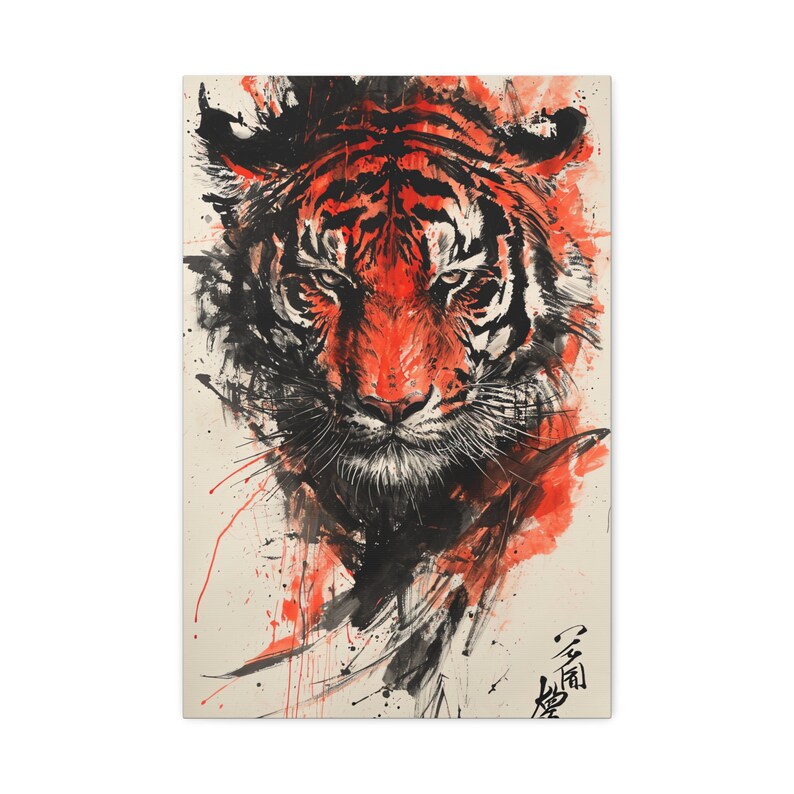 Close-up Tiger Airbrush Art Auto-destructive Canvas Sacred Animal ...