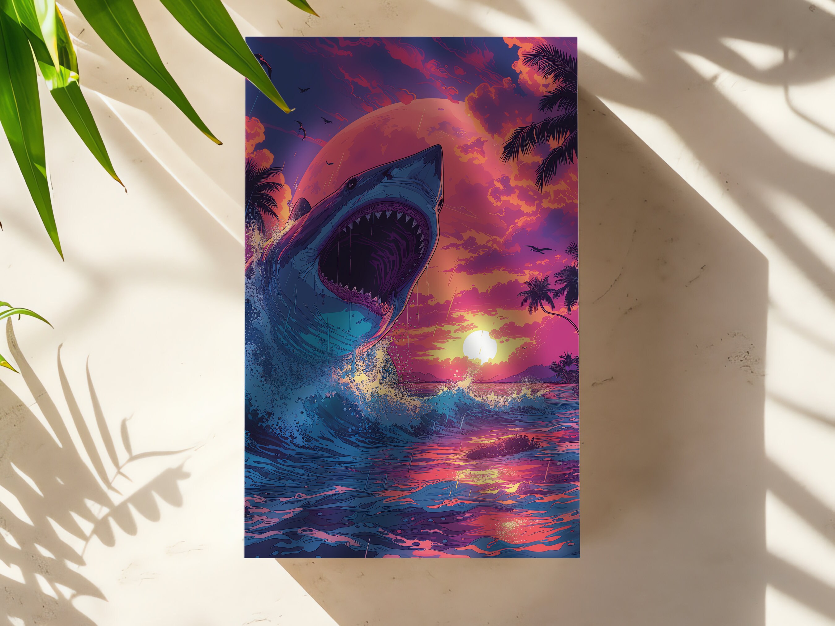Shark Ocean Poster Art Retrowave Style Epic Shock Imagery Award-winning ...