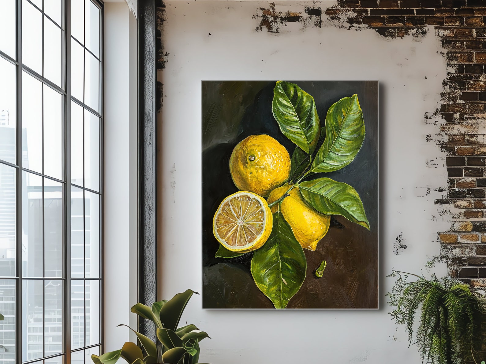 Ultra-fine Lemon & Leaves Painting Inspired by American Scene Art 4K ...