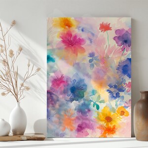 Colorful Floral Watercolor Canvas Pastel Background Art Floral Splash ...