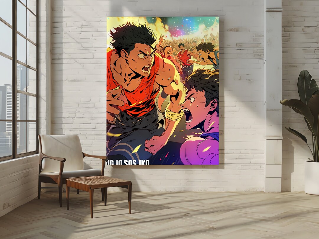 Anime-inspired Combat Scene Manga Art Canvas Poster Art Sharp Focus 4x2 ...