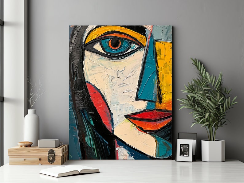 Abstract Lyrical Portrait Canvas Ultrafine Detail Female Face Painting ...