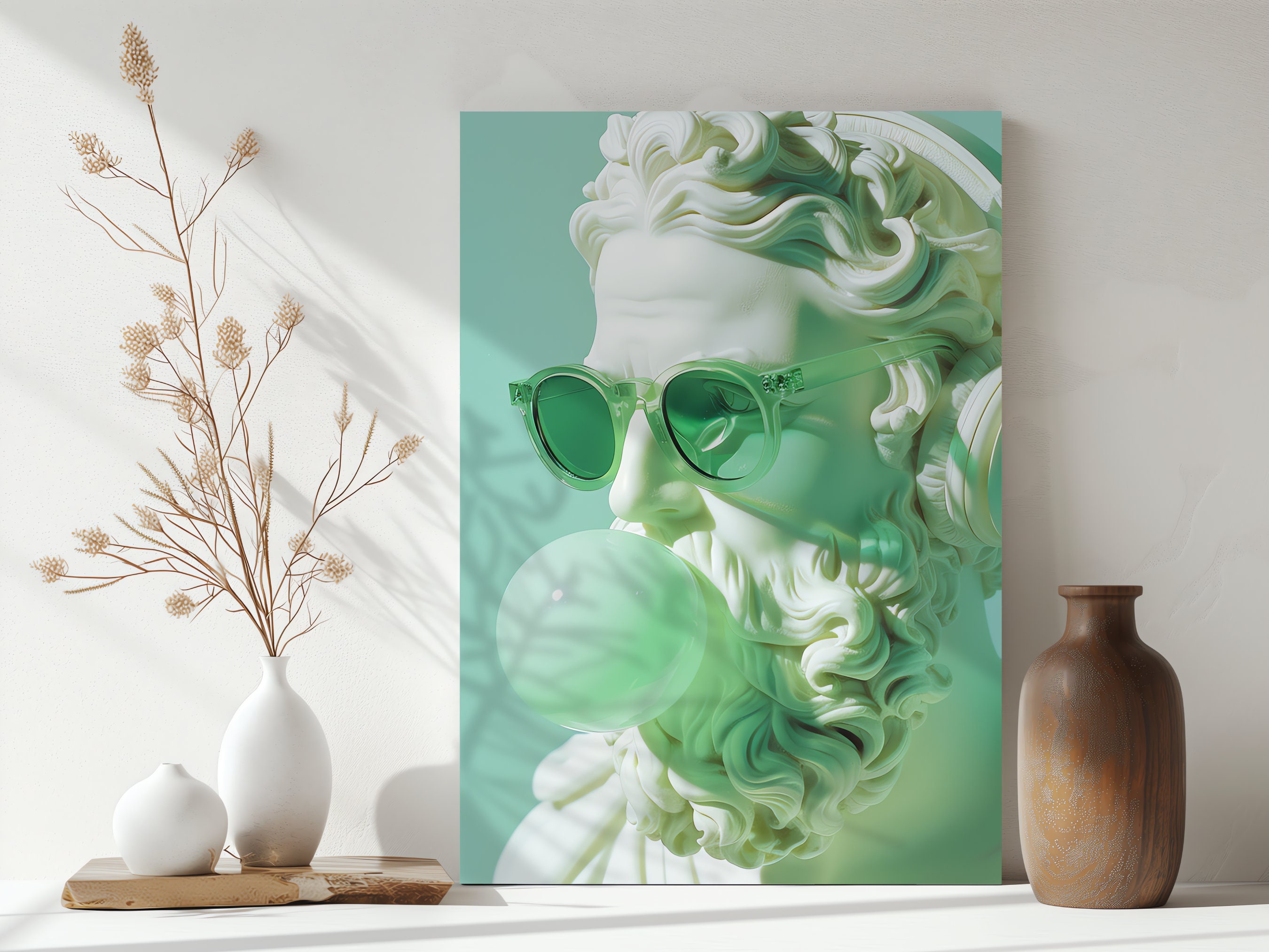 Neoclassical Baroque Vaporwave 3D Statue Man With Bubble Sunglasses ...