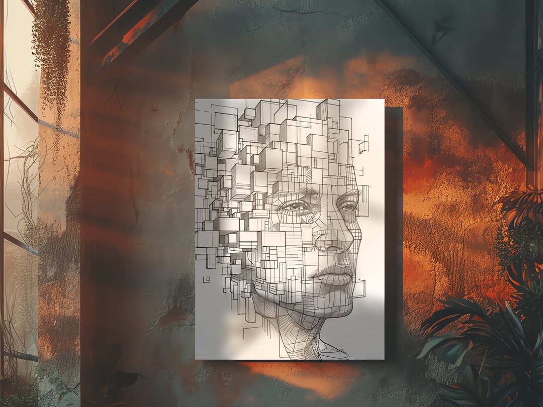 Monochrome AI Portrait Cgsociety Art Complex Fractal Facial Imagery ...