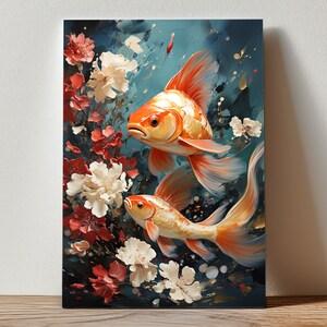 Vibrant Koi Fish Fantasy Painting Flower Pond Scene Digital Art ...