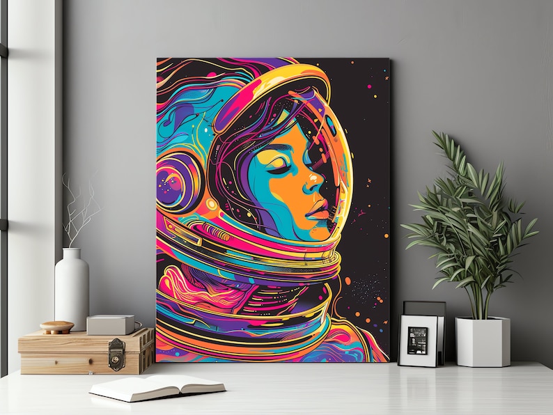Cosmic Space Suit Vector Art Lsd-inspired Space Art Woman Astronaut ...