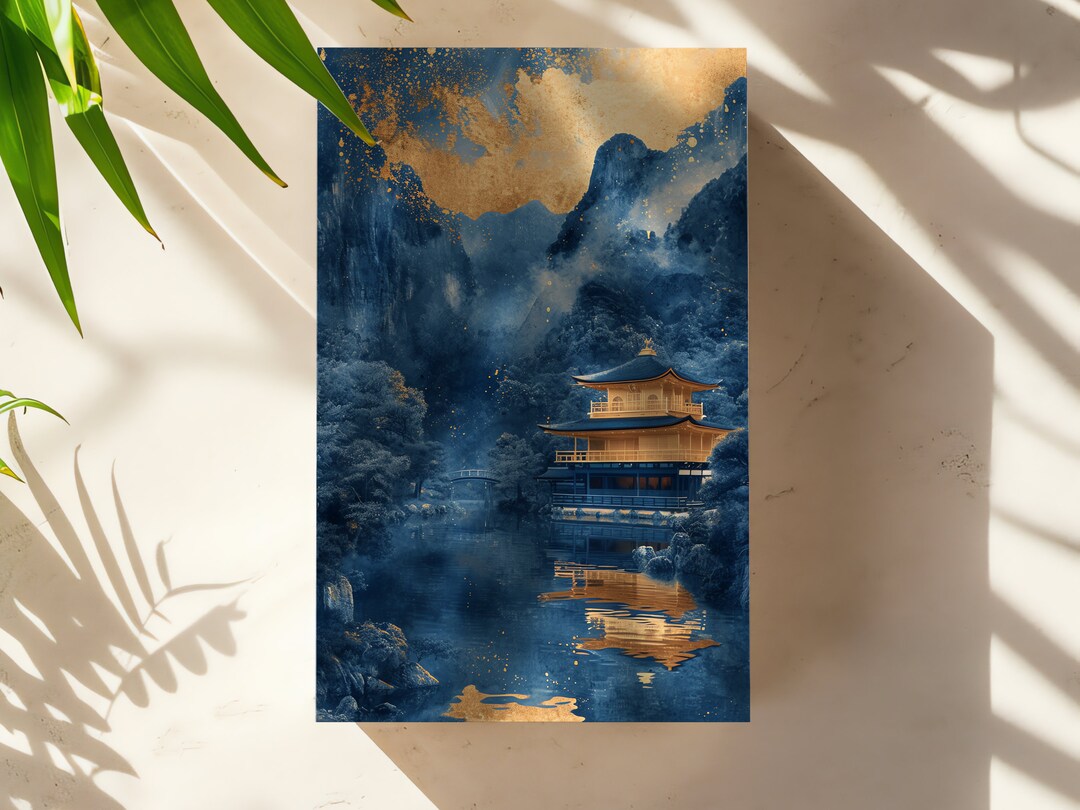Matte Painting Art Building on Lake Cloisonnism Style Oriental ...