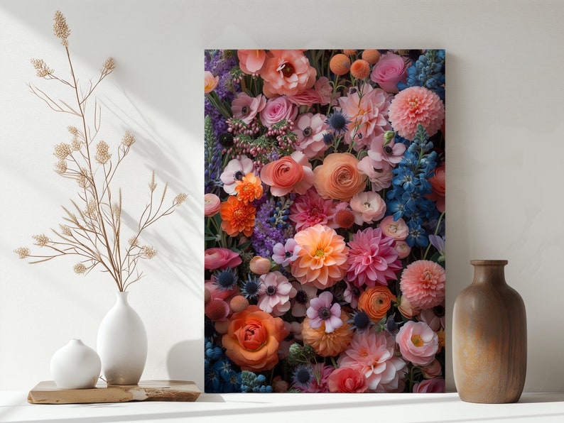 Rococo Floral Still Life Canvas Inspired by Classic Baroque Close up ...