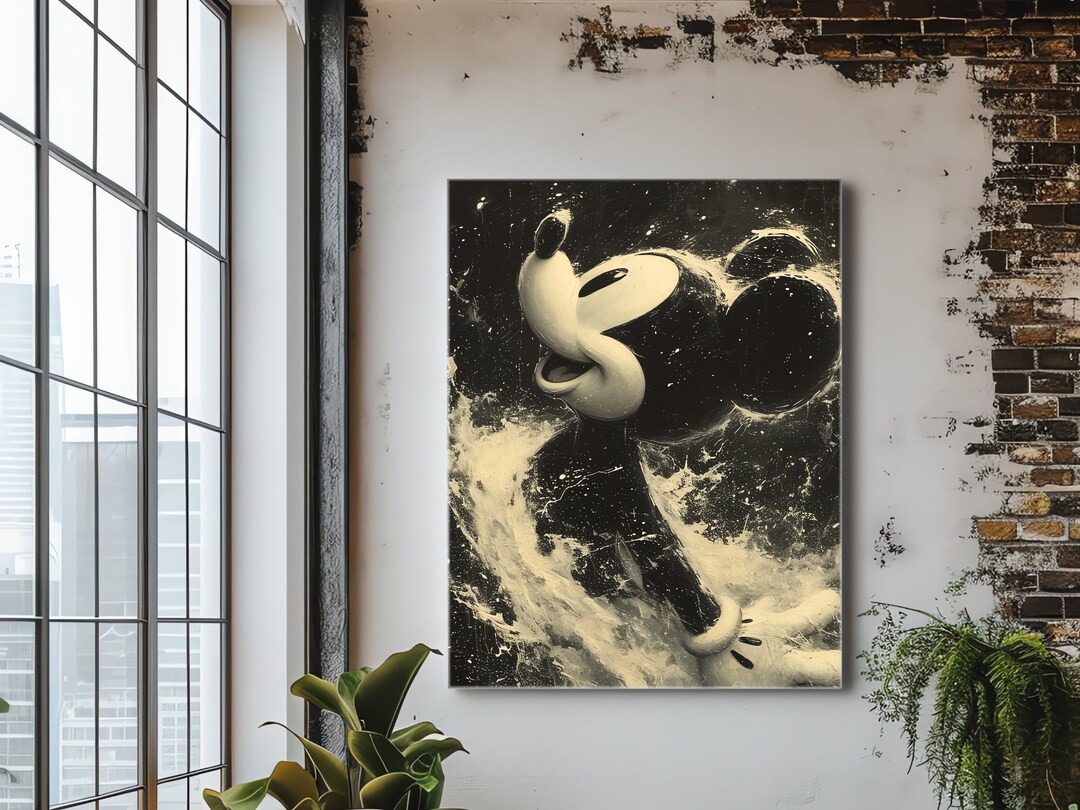 Monochrome Mickey Mouse Canvas Ultrafine Detailing Pop Surrealism ...