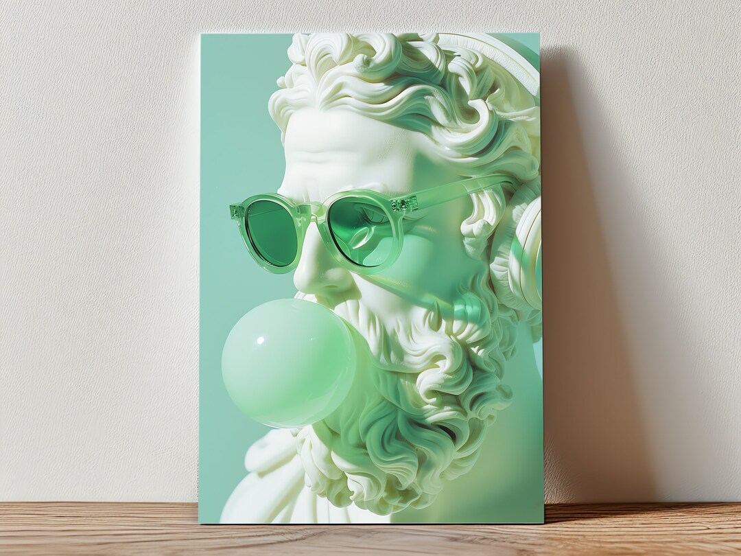 Neoclassical Baroque Vaporwave 3D Statue Man With Bubble Sunglasses ...