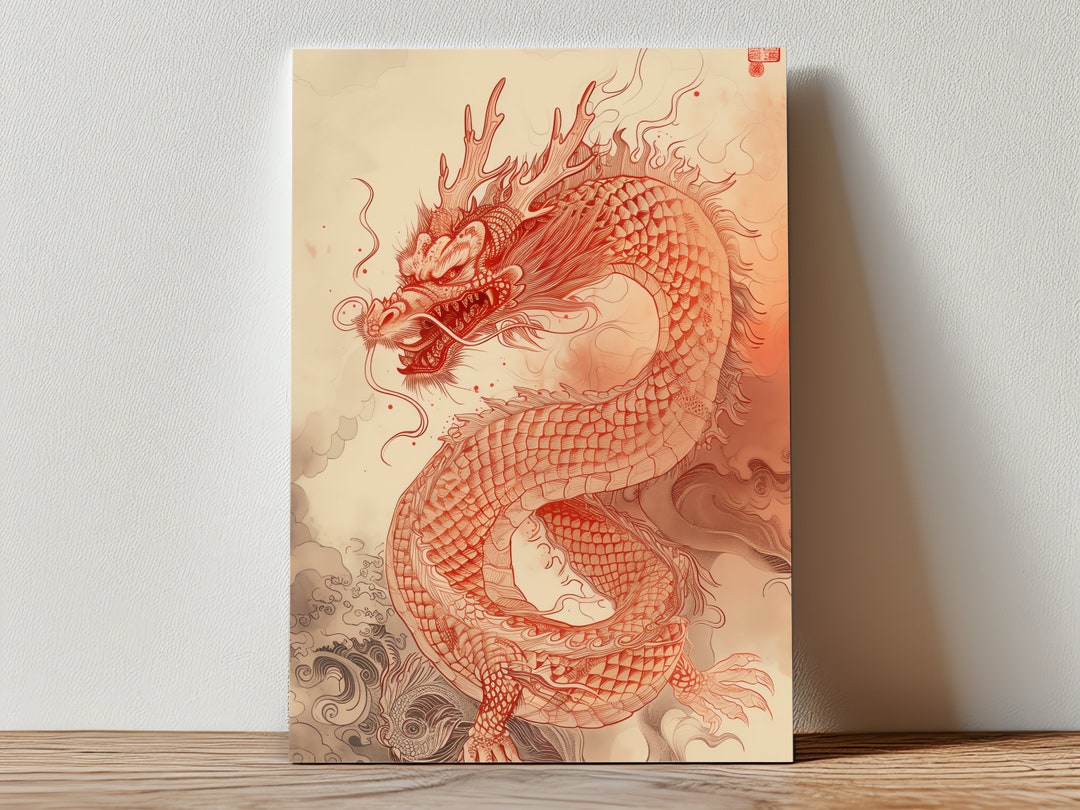 Chinese Dragon Oil Painting Emperor Huizong Style Cloisonnism Art ...