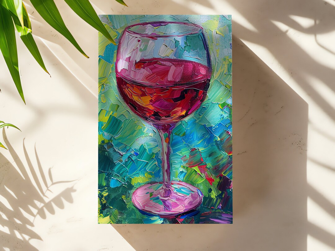 Vibrant Fauvism Wine Glass Art Table Decor Acrylic Palette Knife ...