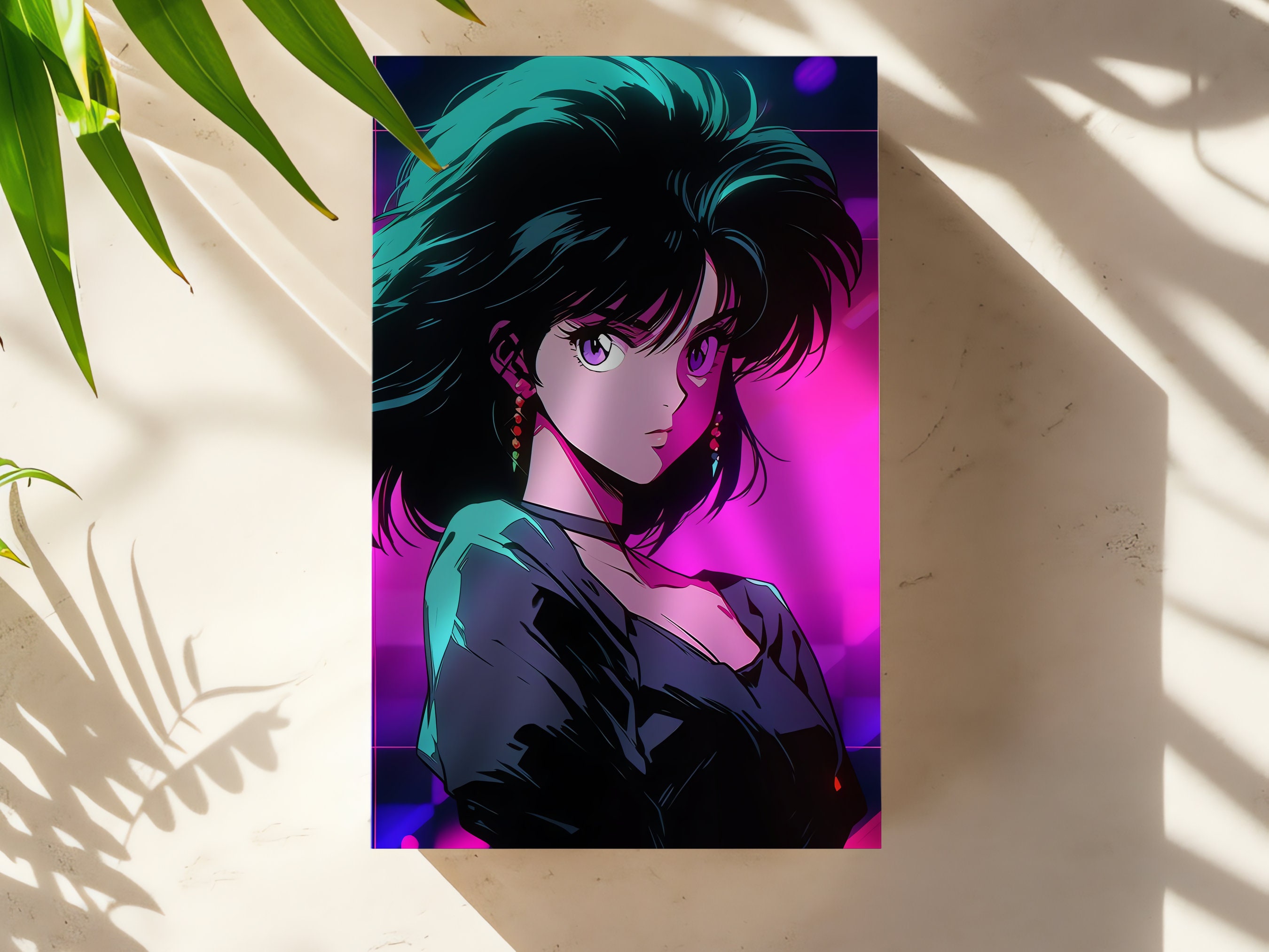 Cyberpunk Anime Canvas: Neon Woman Retrofuturism Art, OVA Style, 80s ...