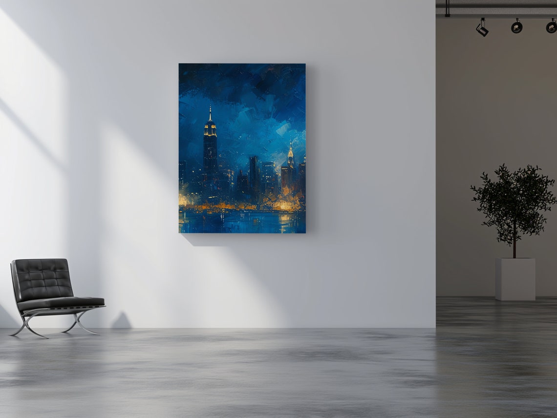 Urban Skyline at Dusk Canvas Digital Art Inspired by Video Game Loading ...
