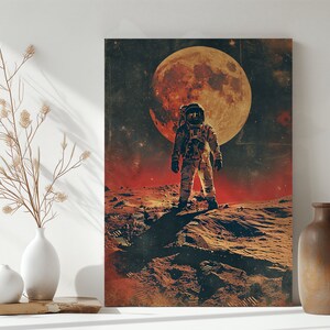 Astronaut Moon Poster Mars Invasion 2033 Art Mars One Mission Canvas ...