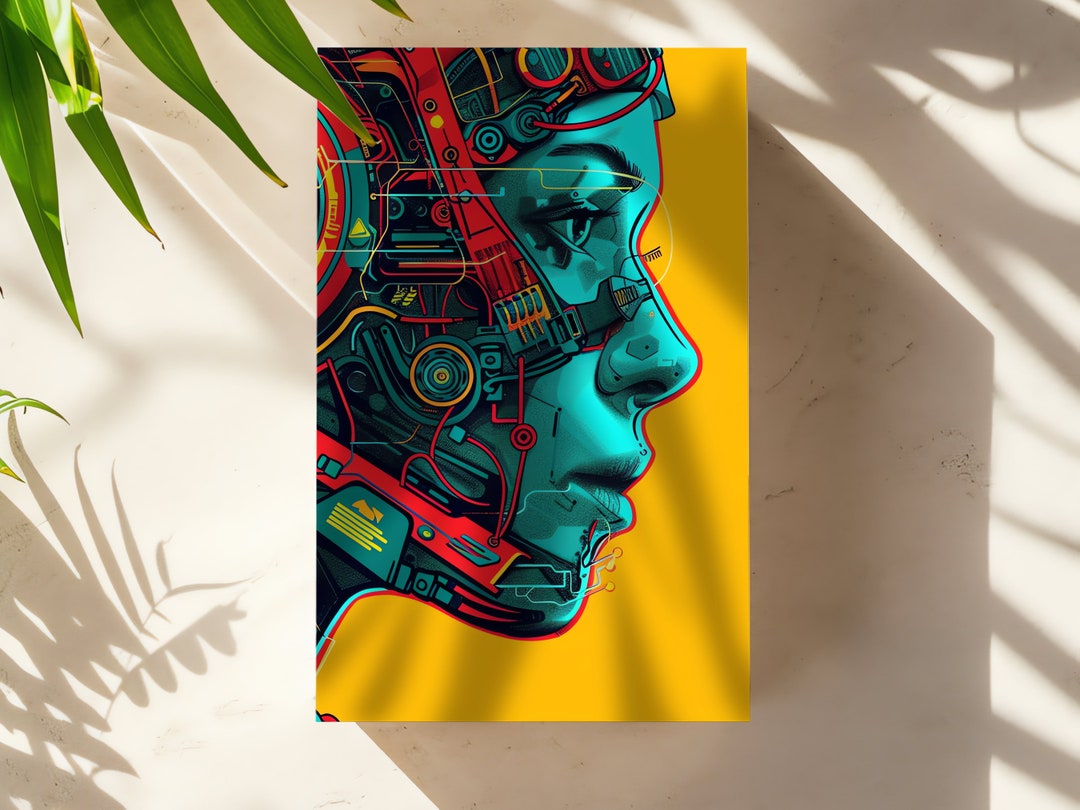 Detailed Cyberpunk Cyborg Canvas Futuristic Art Dreamy Color Schemes ...