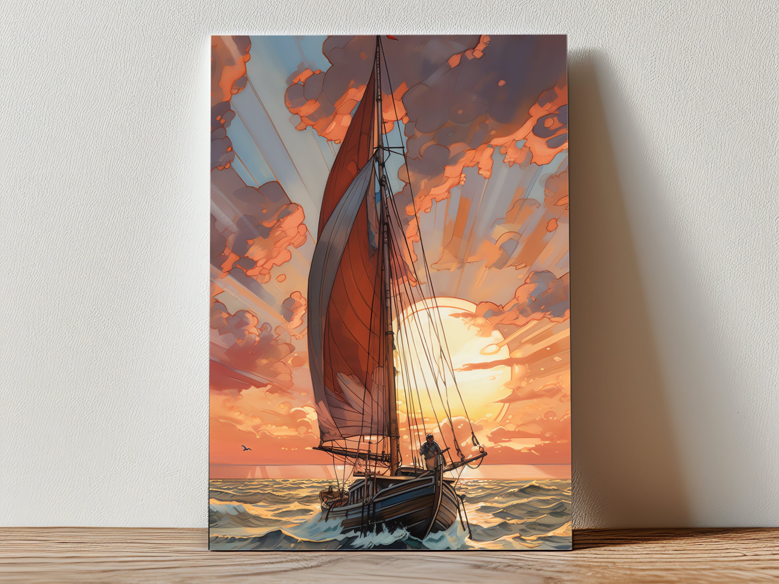 Sailboat Sunset Canvas Fantasy Art Comic Book Panel Artstation Contest ...